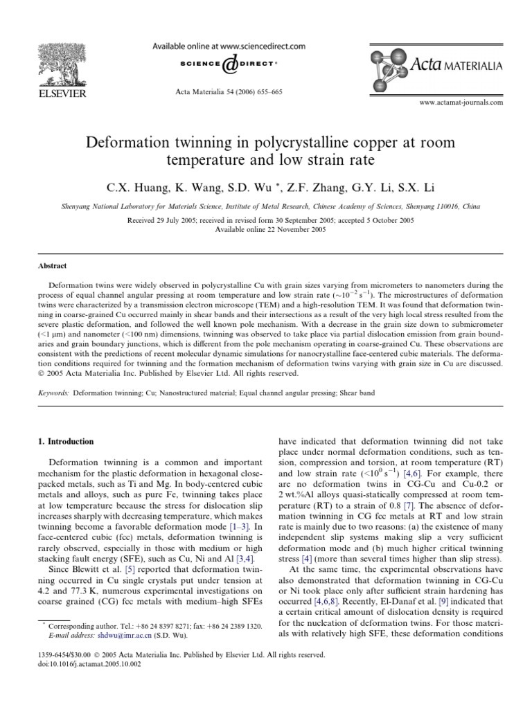Deformation Twin in Cu | PDF | Plasticity (Physics) | Dislocation