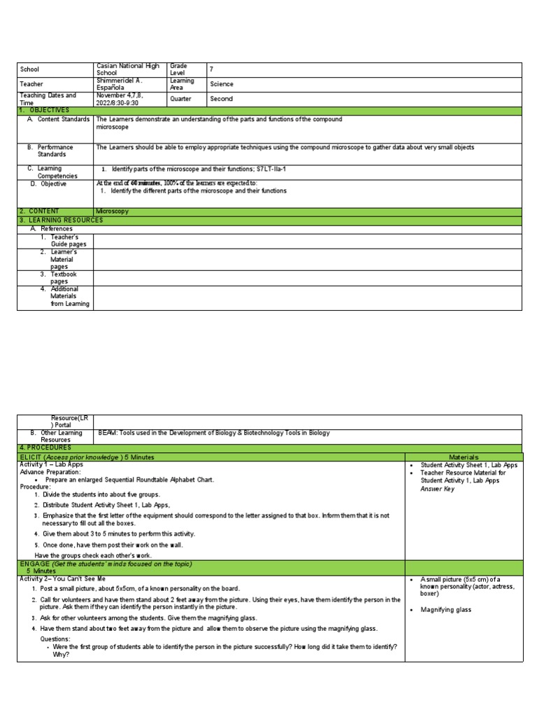 s7lt Iia 1 Microscopy (Landscape) | PDF | Microscope | Optics