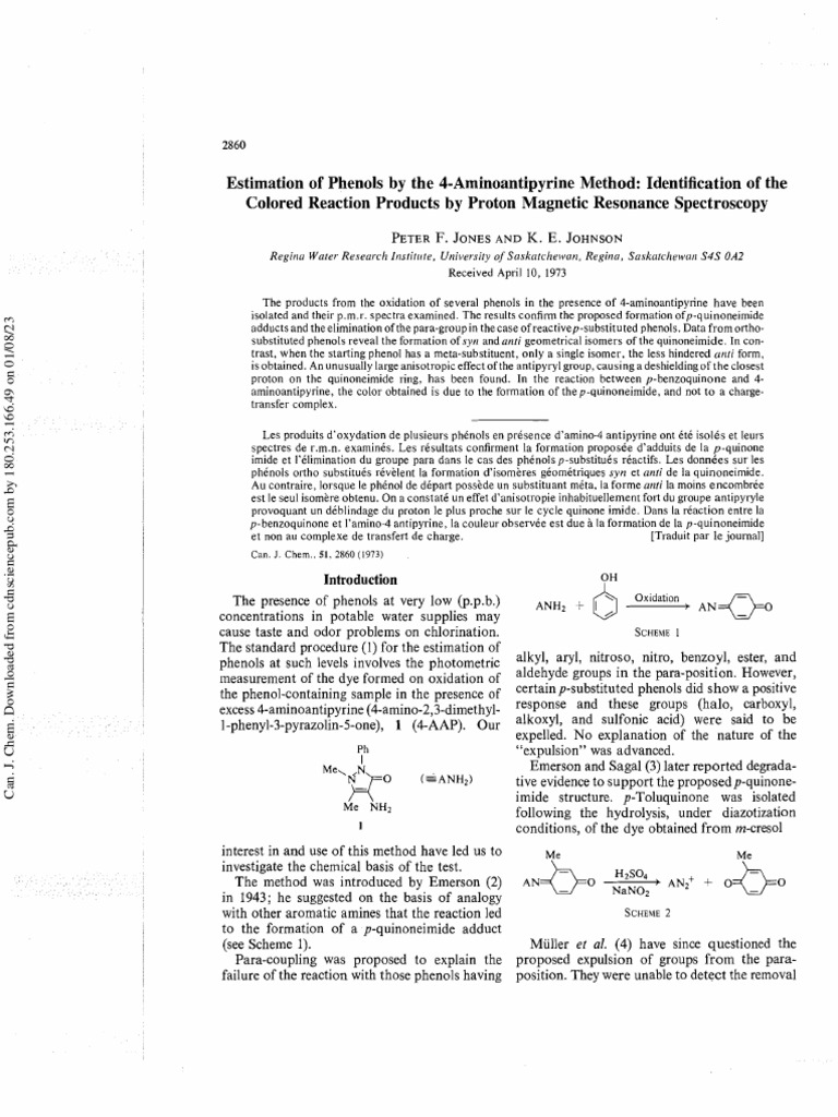 Estimation of Phenols by The 4-Aminoantipyrine Method: Identification ...