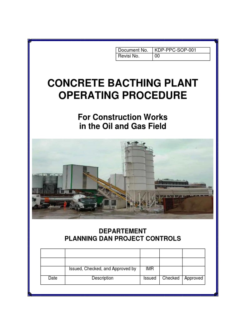 Concrete Batching Plant Operating Procedure | PDF | Concrete ...