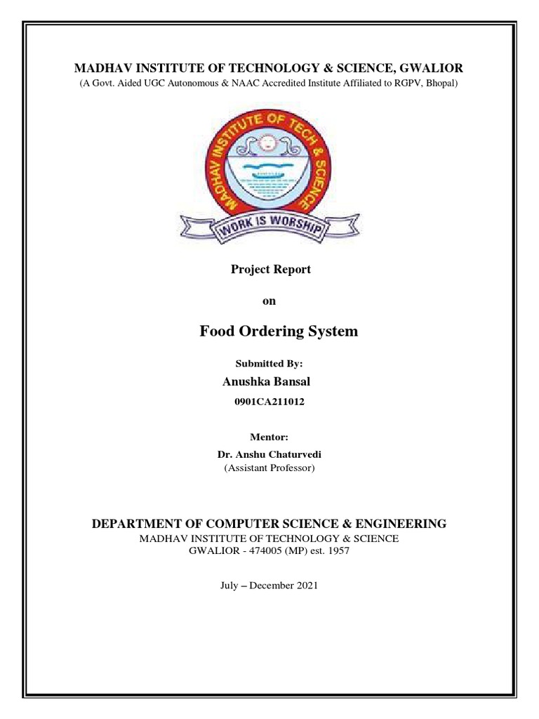 Anushka Bansal - Mini Project | PDF | Restaurants | Database Transaction