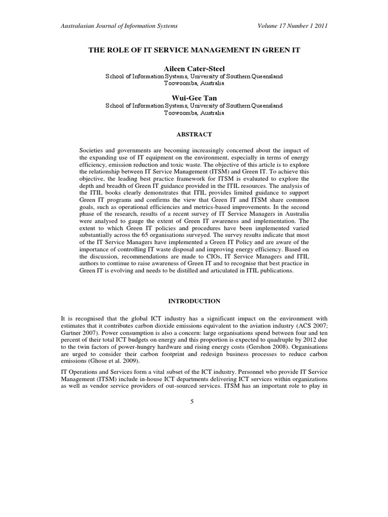 The Role of It Service Management in Green It | PDF | Data Center ...