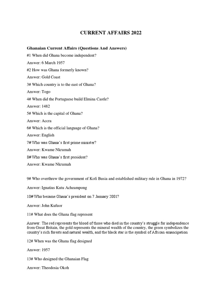 Current Affairs 22 Pdf Ghana Ukraine