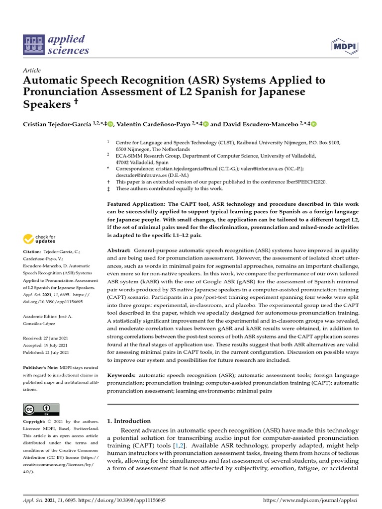 ASR For L2 Japanese | PDF | Speech Recognition | Speech Synthesis