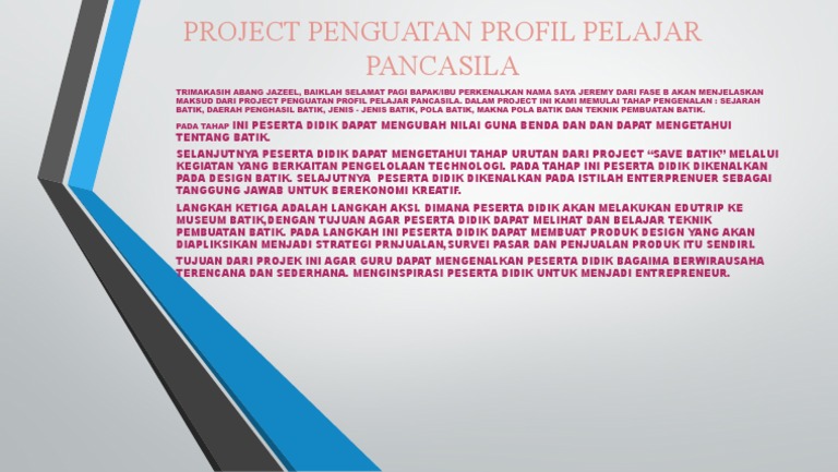 Project Penguatan Profil Pelajar Pancasila | PDF