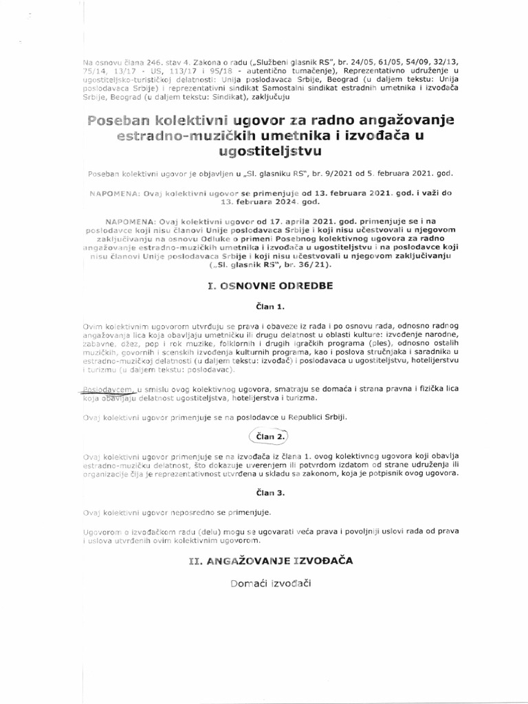 Poseban Kolektivni Ugovor | PDF