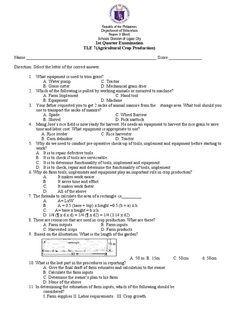 Test Question | PDF | Farms | Agriculture