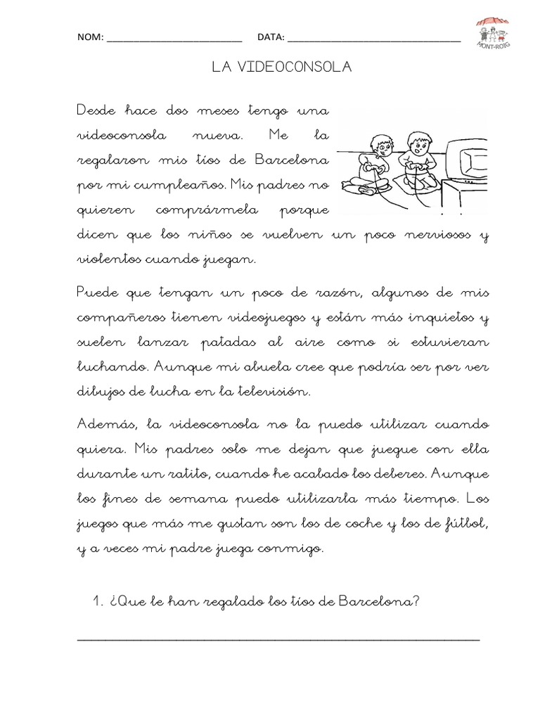 Comprensión Lectora: La Videoconsola | PDF | Juegos de consolas