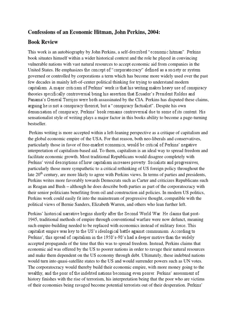 Confessions of An Economic Hitman, John Perkins, 2004: Book Review ...