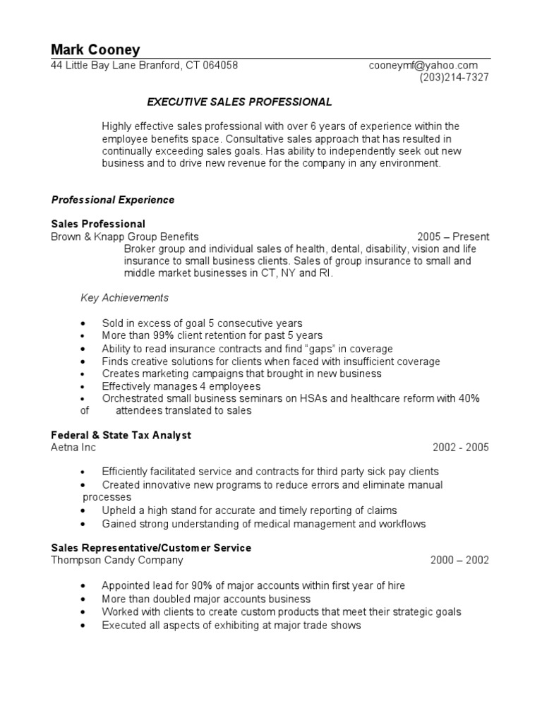 Executive Sales Professional Profile | PDF | Business