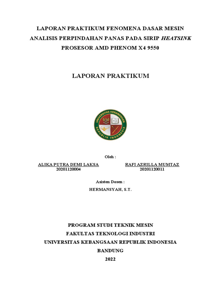 LAPORAN PRAKTIKUM FENOMENA DASAR MESIN - Rafi Azrilla Mumtaz ...