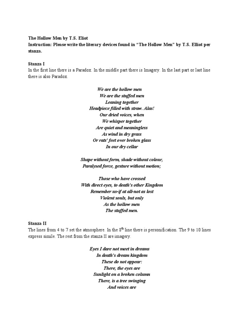 Literary Devices in The Hollow Men | PDF