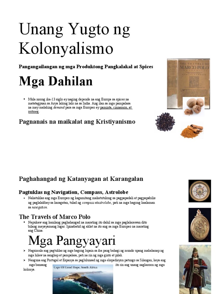 Unang Yugto NG Kolonyalismo | PDF