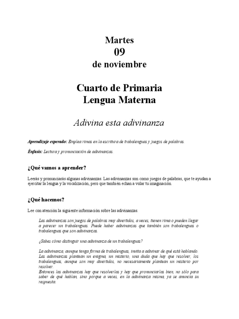 Adivinanzas y Calambures para Niños | PDF
