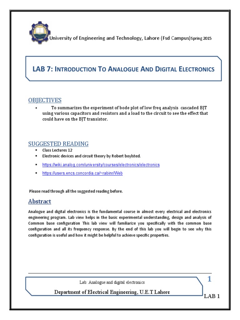 Introduction To Analogue and Digital Electronics | PDF | Amplifier ...