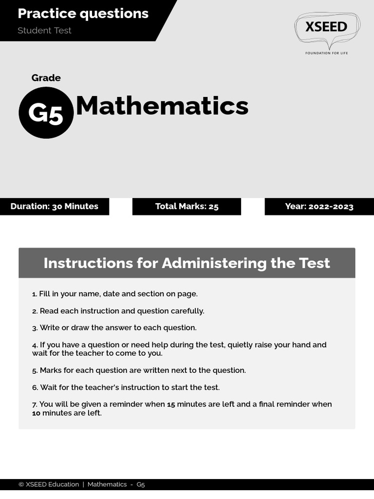 ST - Practice Questions - G5 Mathematics | PDF ST - Practice Questions - G5 Mathematics | PDF