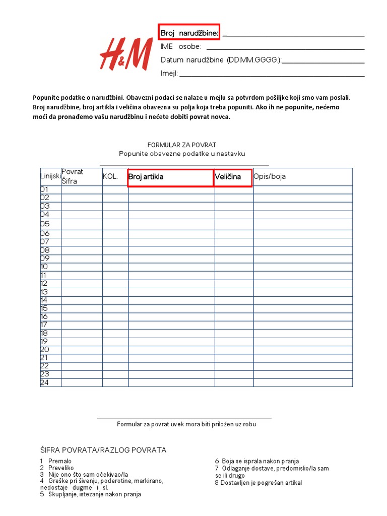 SR RS Return Form | PDF