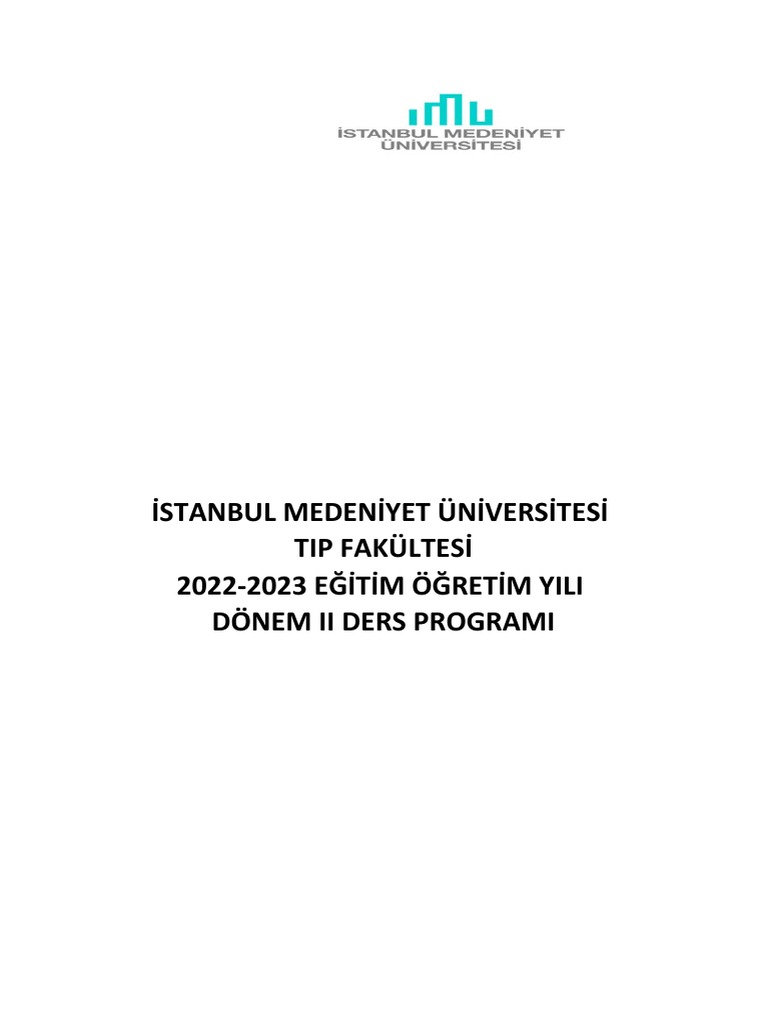 2022 2023 Imutf Donem II Ders Programi 19 - 09 - 2022 | PDF