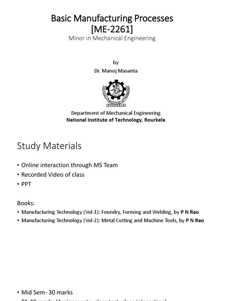 Overview of Basic Manufacturing Processes | PDF | Welding | Construction