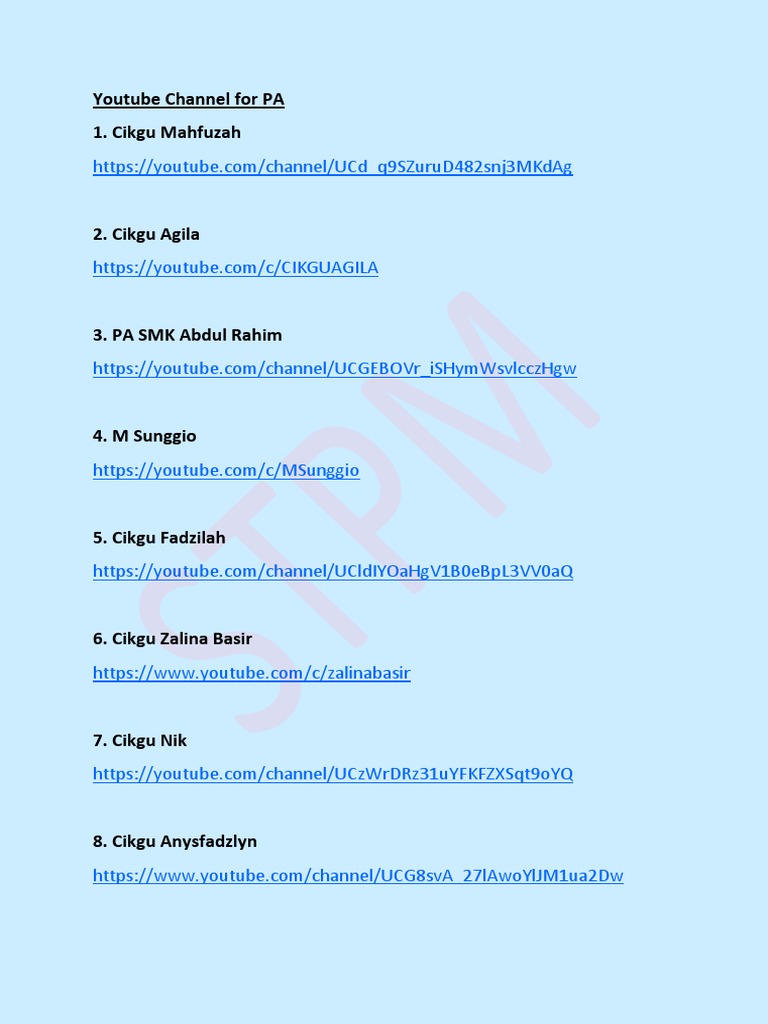Youtube Channel List | PDF