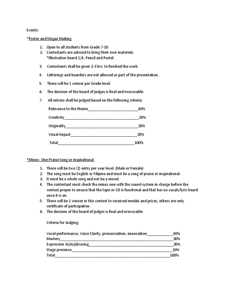 Filipino Values Month Events Criteria | PDF
