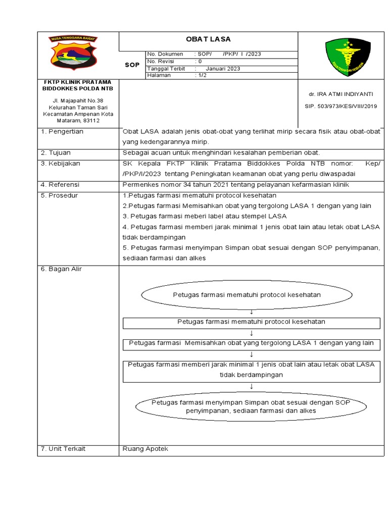 Sop Obat Lasa | PDF