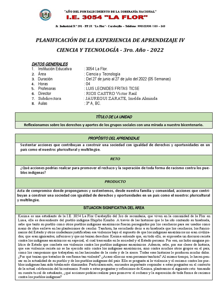 3° y 4° Sec. Planificador de La Eda 4 2022 | Descargar gratis PDF | Energía renovable | Aprendizaje