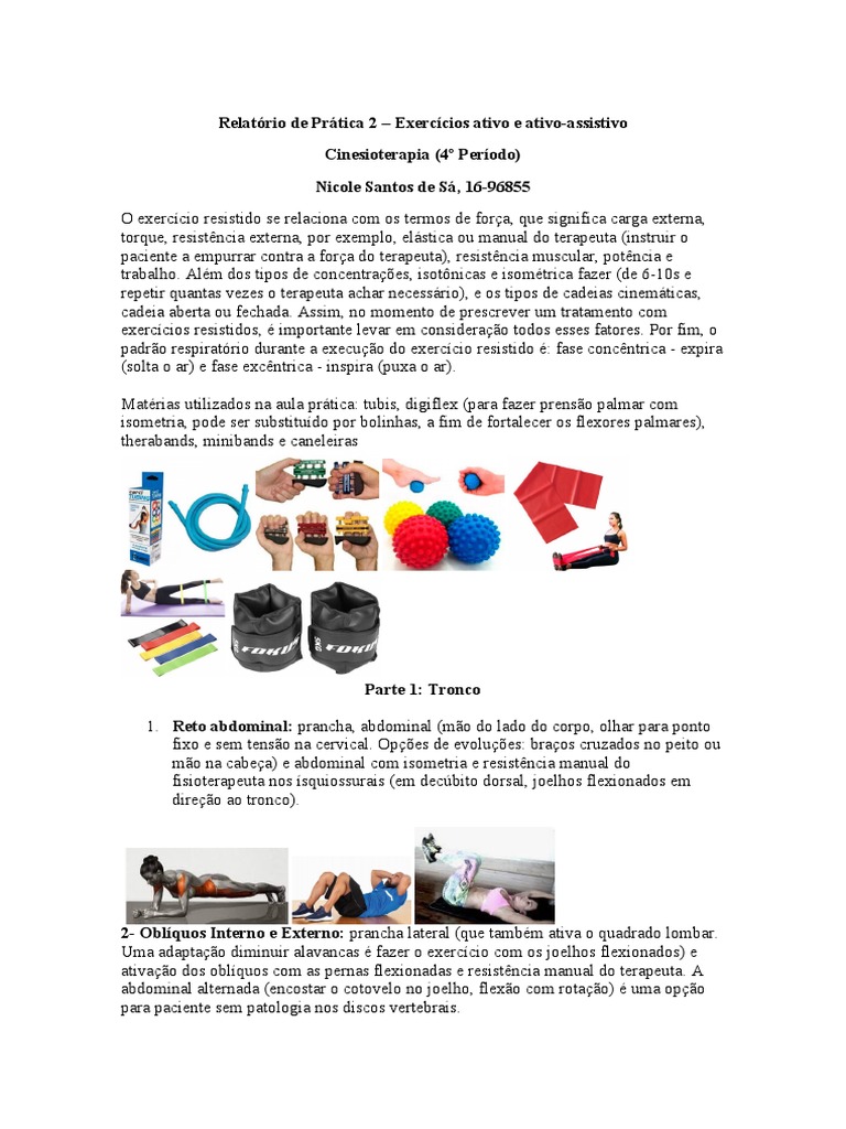 Relatorio Exerc Resist | PDF | Joelho | Anatomia humana