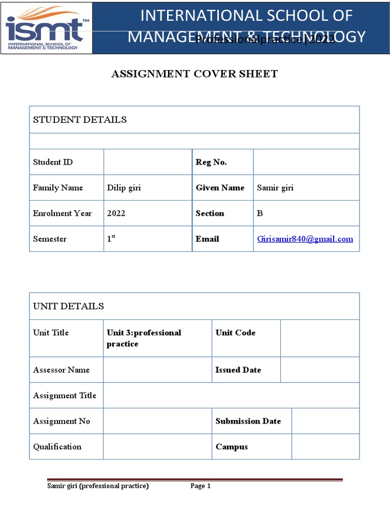 Assignment Cover Sheet | PDF | Microsoft Excel | Spreadsheet