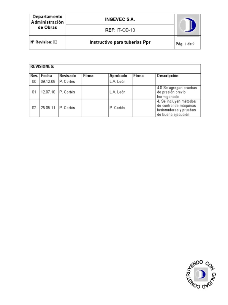 IT-OB - 10 PPR (Rev 2) | PDF | Presión | Tubería (transporte de fluidos)