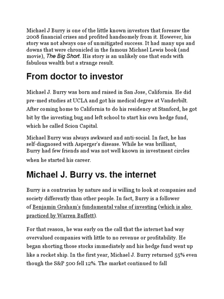 DR - Michael J Burry | PDF | Mortgage Loan | Investing