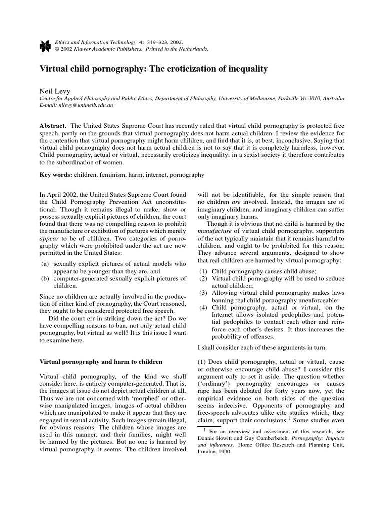 Virtual Child Pornography: Examining Arguments Regarding Potential ...