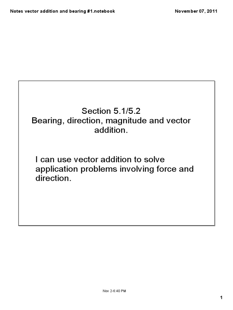 Vector Addition and Bearings Notes | PDF | Euclidean Vector | Force