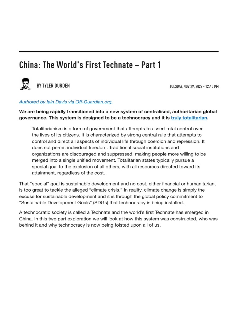 China - The World's First Technate - Part 1 - ZeroHedge | PDF ...