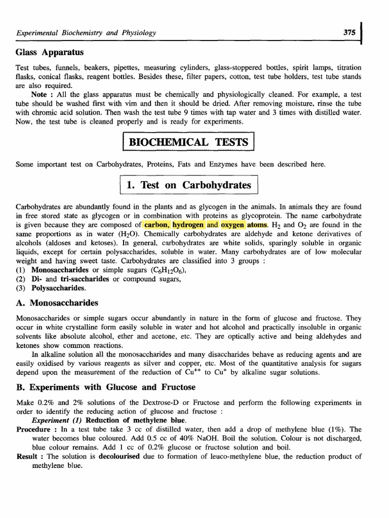 1616 - Biochemical Tests of Carbohydrate, Protein, Lipids and Salivary ...