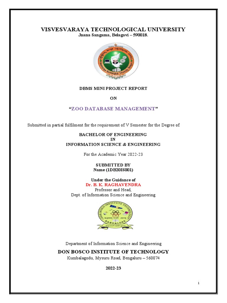 Dbms Mini Project Report 2 12 2022 Pdf Databases Information Technology Management