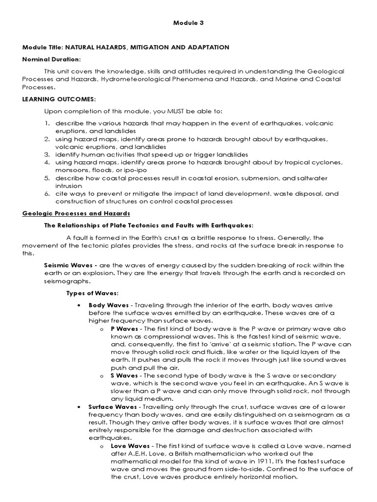 Earth Life Science Module 3 | PDF | Earthquakes | Tropical Cyclones