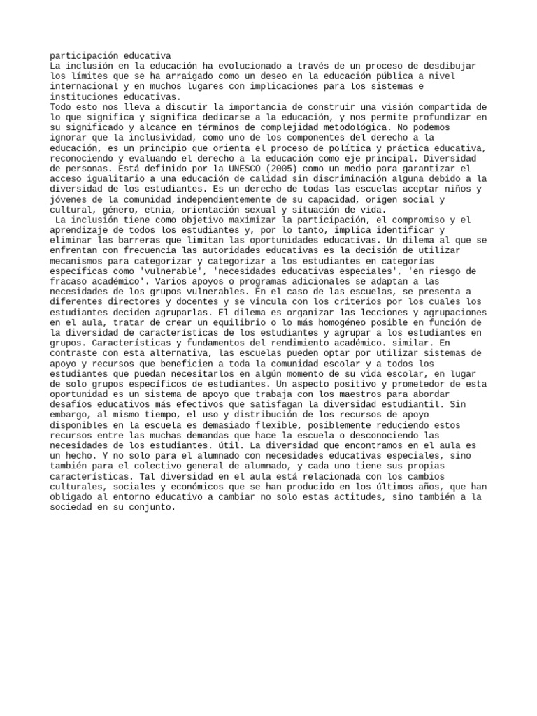 Texto Parafraseado | Descargar gratis PDF | Inclusión (Educación)