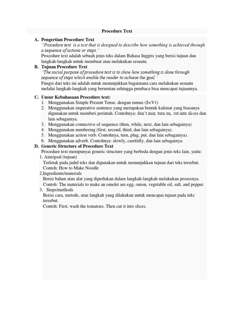 Tujuan dan Contoh Procedure Text | PDF | Karier & Perkembangan