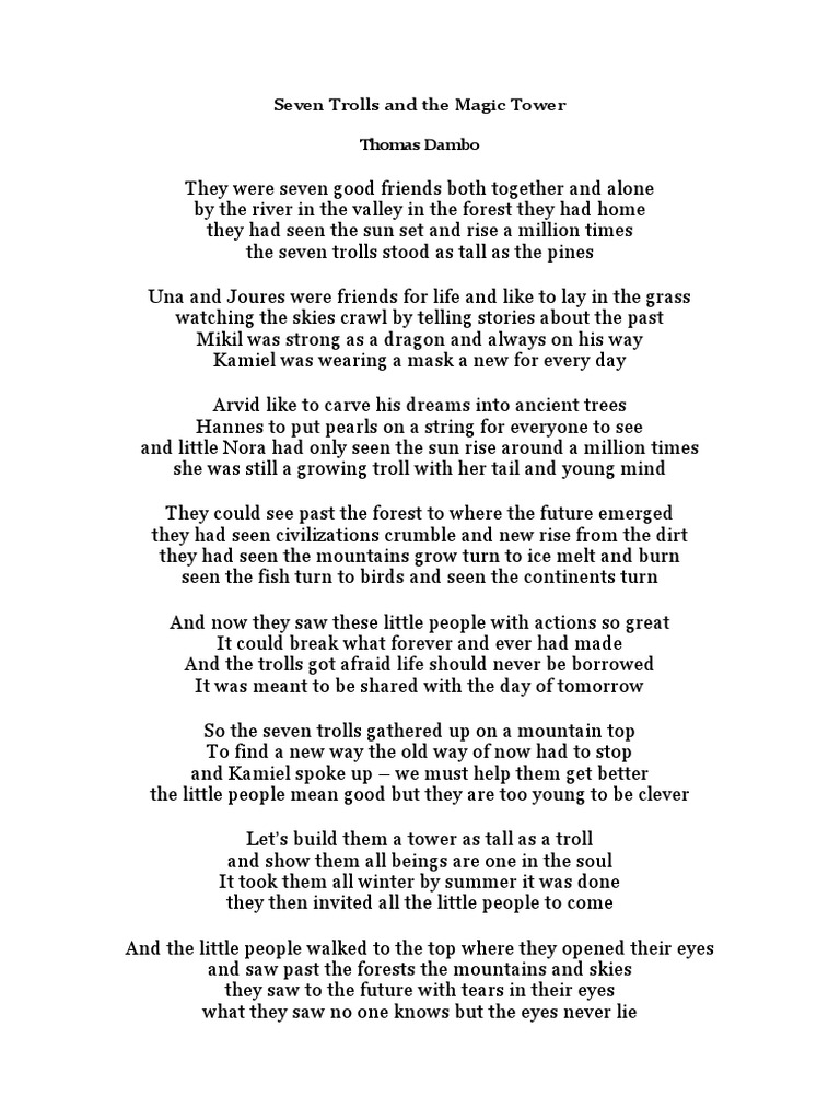 Poem Dambo - 7 Trolls and The Magic Tower | PDF