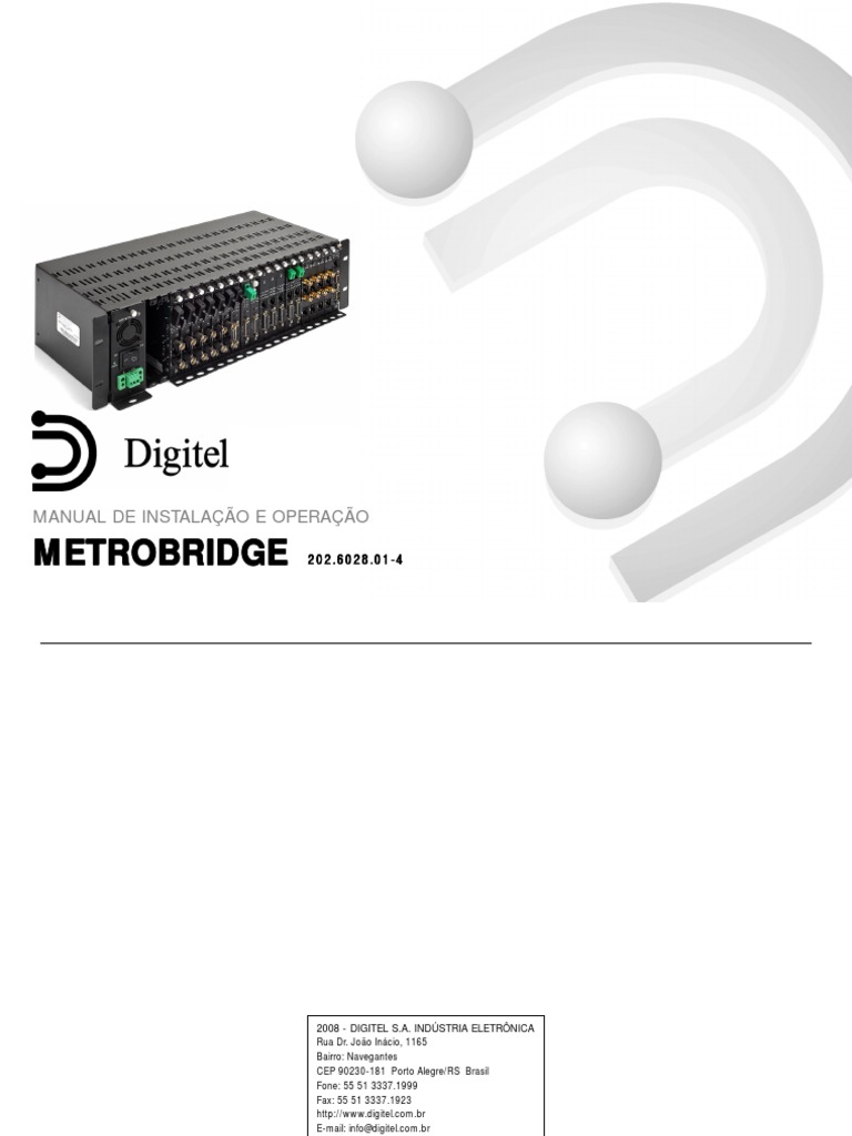Manual de Instalacao e Operacao | PDF | Fibra ótica | Ethernet Manual de Instalacao e Operacao | PDF | Fibra ótica | Ethernet