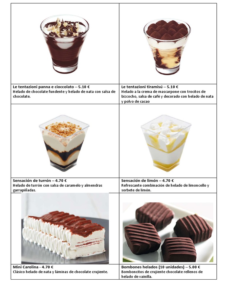 Carta Postres | PDF | Helado | Chocolate
