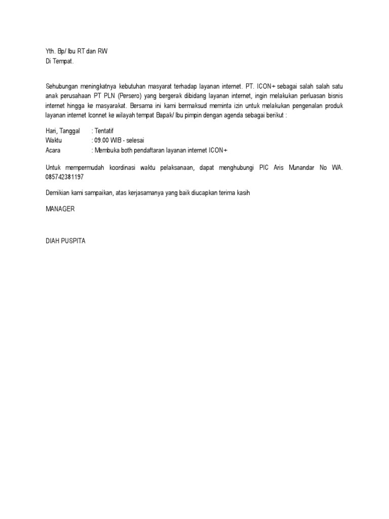 Konsep Surat Iconet | PDF | Bisnis | Komputer