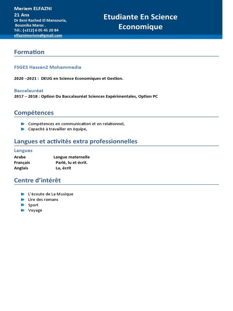 CV Meriem Elfazni | PDF