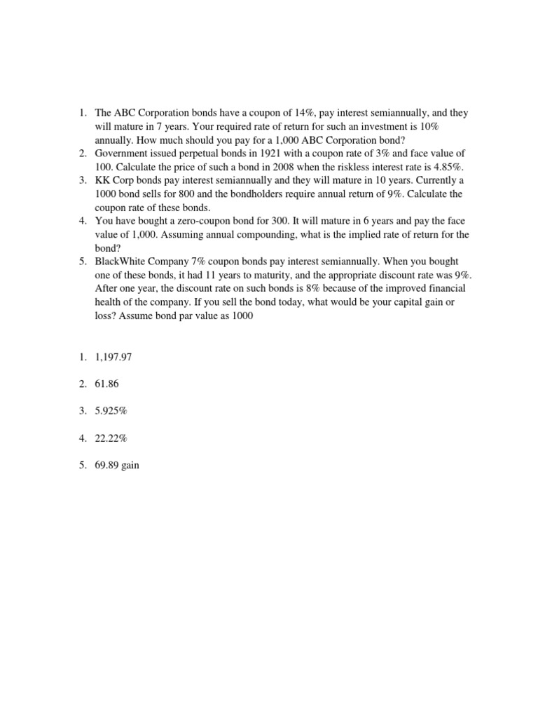 Bond Valuation-Practise Problems | PDF