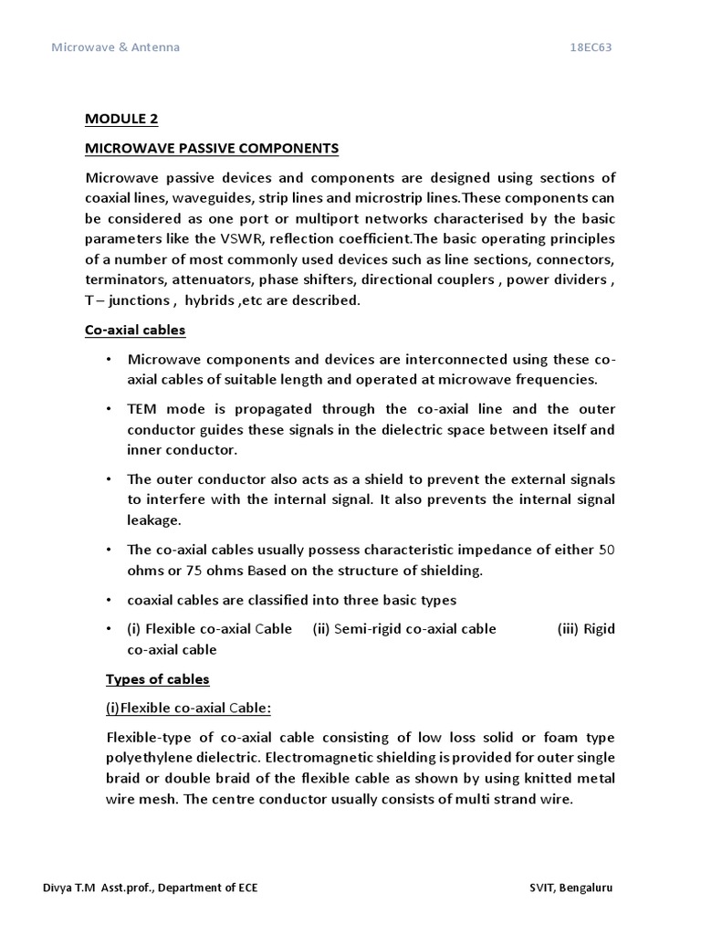 Module 2 - Microwave Passive Devices | PDF | Coaxial Cable | Waveguide