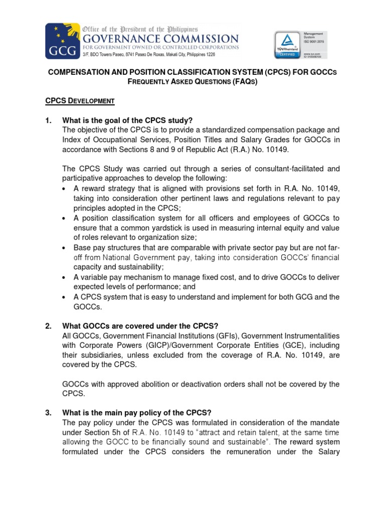 Cpcs Faqs Download Free Pdf Revenue Salary