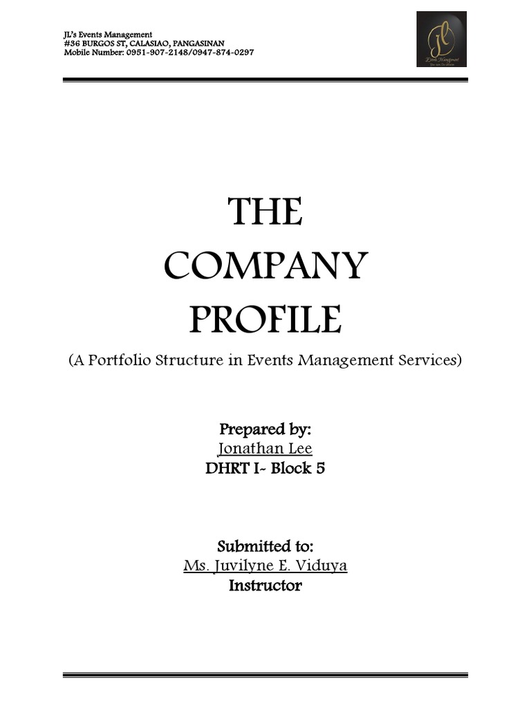 JL's Events Management Company Profile | PDF | Swot Analysis | Business