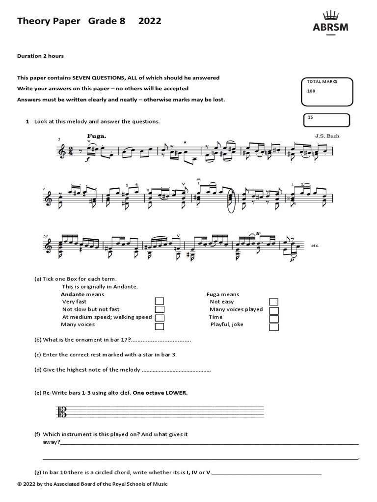 ABRSM Grade 4 Theory For Grade 8 Students | PDF | Scale (Music ...