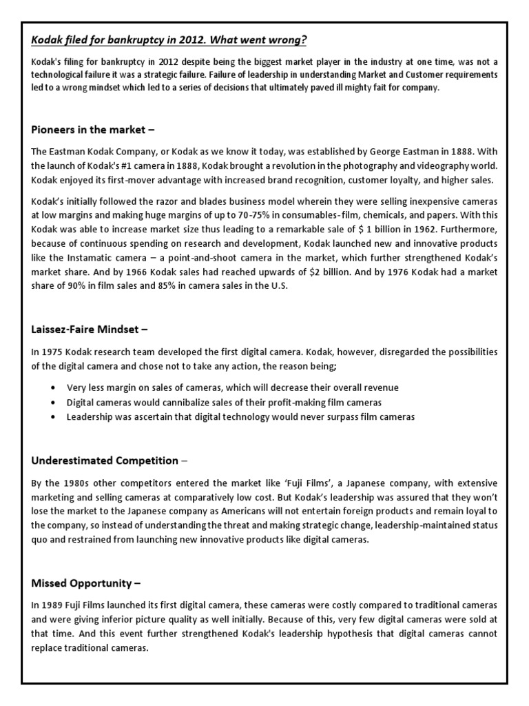 Kodak's Downfall | PDF | Digital Camera | Fujifilm